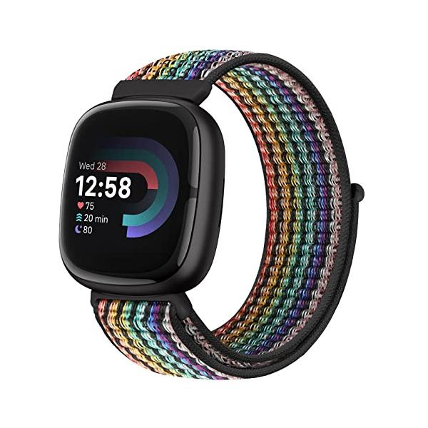 クラシック黒い虹/-/V4N001・Color:黒い虹・互換性：コンパチブル Fitbit versa 3;Fitbit versa 4;Fitbit Sense 2;Fitbit Sense 。・材料：Fitbit versa 4 バンド...
