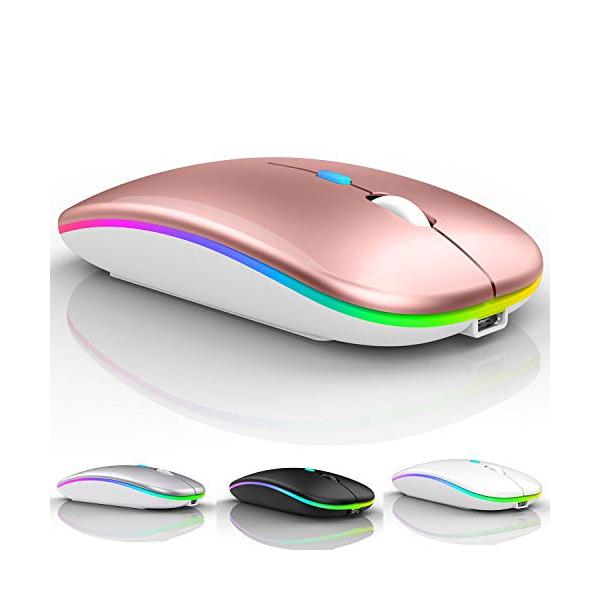 モダンローズゴールド/-/-・Color:ローズゴールド・2020年最新アップグレードLEDデザインLEDライト付きのアップグレードバージョンのマウスは、退屈なオフィスライフをより楽しくします。 マウスの下部にスイッチが付いており、ライトを...