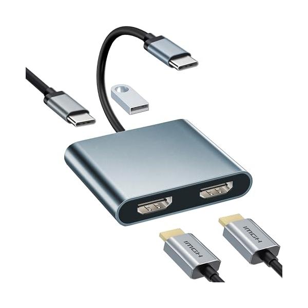 4-in-1シルバーシルバー/-/4in1-シルバー・Style:4-in-1シルバー・?複数のモニタで作業効率をアップ このHDMI Type-Cマルチディスプレイアダプタを使用すると、ノートパソコンのUSB-Cポートに2台のHDMIディ...
