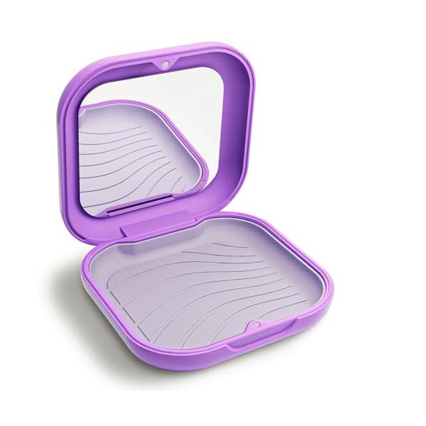 マットタイプパープル+マットタイプ（ケースのみ）/8.8 cm x 8.8 cm x 2.5 cm/XL-0008・Color:パープル+マットタイプ（ケースのみ）・パッケージ個数:1・? 持ち運び・使いやすい マウスピース ケースのサイズ...