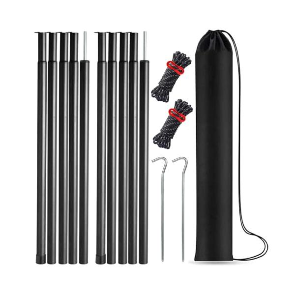 アウトドア用ブラック/-/-・Color:ブラック・製品仕様 サイズ：5本連結時 : (約)φ1.6cm×195cm （有効長 : 190cm）。壁の厚さ：0.6mm。収納サイズ : (約)8cm×43cm。材質：スチール。重量：5本連結時...