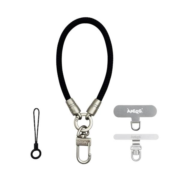 クラシックブラック/30CM/APE16・Color:ブラック・高品質ポリエステル素材：スマホ ストラップ 手首は、優れた耐摩耗性、軽量で速乾性、シワに強い特性を持つ一流のポリエステル素材を採用しており、製品の耐久性を確保しています。・アル...