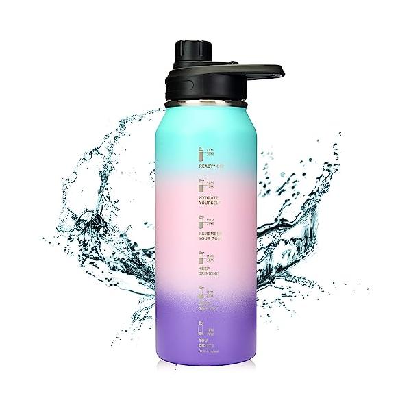 ブルー&amp;ピンク&amp;パープル/1000 ml/-・Size:1000 mlColor:ブルー&amp;ピンク&amp;パープル・抜群の保温・保冷水筒真空断熱二重構造の水筒は外側と内側の間が真空状態になっているため断熱性が高く、中...