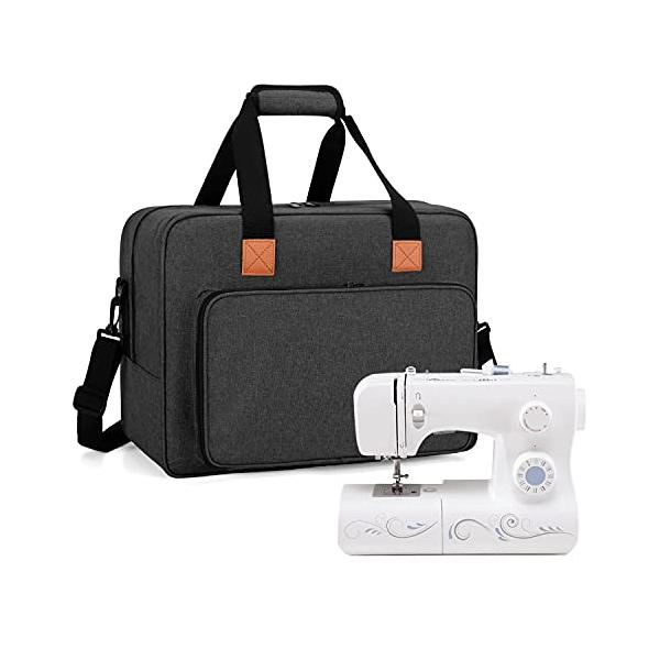 カジュアル黒/タイプ1：ポータブルミシン用トートバッグ/-・Color:黒・良質：高品質のナイロンで作られ、骨組みが入ってバッグが自立でき、持ち手の縫製も補強されております。・多いポケット：メイン室には大切なミシンを収納して、前ポケットには...