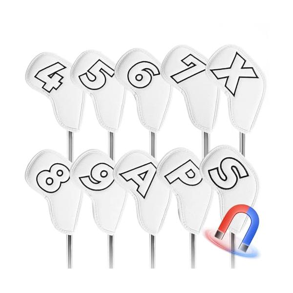 ホワイト（黒刺繍）/-/LT-011・Color:ホワイト（黒刺繍）・高品質素材：耐磨耗性、撥水性に優れた高級の合成皮革素材でゴルフクラブを大切に保護します！裏生地はポリエステル製柔らかいボア素材になっていますので、大切なクラブヘッドを傷や...