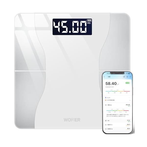 ホワイト/-/SY03・パッケージ個数:1・スマホ連動＆Bluetooth対応で健康管理がもっと簡単にBluetoothでスマホと連携な体重計・体脂肪計です。専用アプリを使えば、体重、体脂肪率、筋肉率、水分量、BMIなどの測定データを自動で...