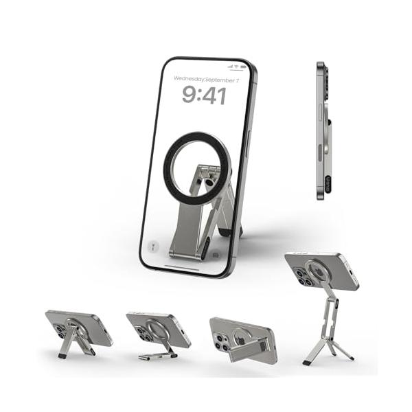 銀/-/-・Color:銀・超薄型ススマホスタンド＆より小さいUlanzi MA60 ススマホスタンドは超薄型デザインが優れた使用体験を提供し、快適な操作性を実現します。わずか8mmの厚さ（折り畳み時）を実現した磁気式スマートフォンホルダー...