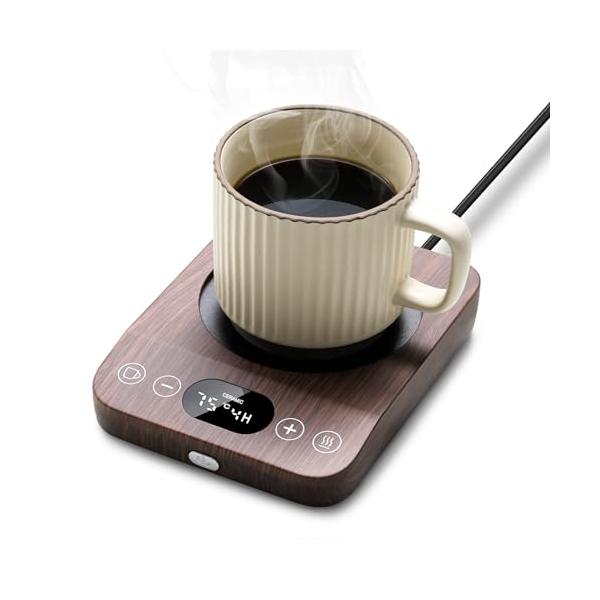 木目/15cm*11.8cm*2.5cm/-・Color:木目・ご注意ください：カップは撮影用で、含まれていません。製品の安全性を高めるため、カップウォーマーは底面に重力感知ボタンを装備しています。 カップが置かれていない時は、重力感知ボタ...