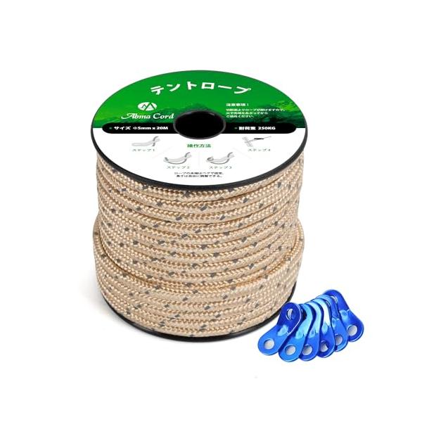 反射材20m‐反射カーキ/20m/-・Color:20m‐反射カーキ・材質とサイズ内芯：ポリプロピレン+表地：ポリエステル 高強度、耐摩耗性、褪色耐性、乾きやすい、長い耐久性を実現しました。サイズ：直径5mm x長さ20m 重量：290g ...