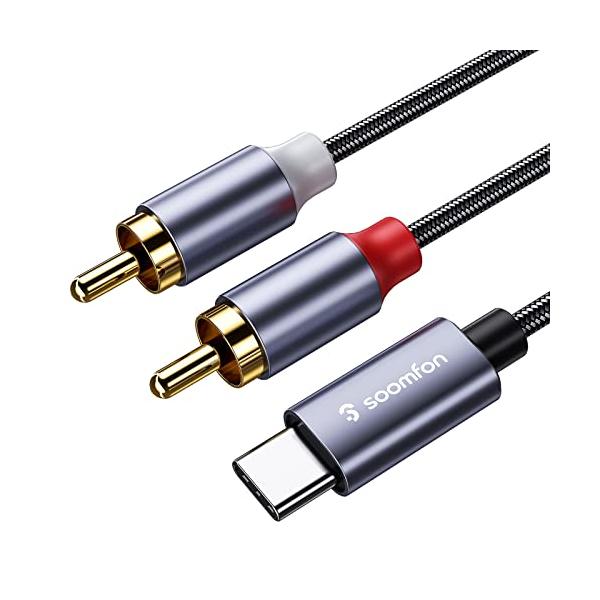 USB-C(オス) - 2RCA(オス)/1M/-・Color:USB-C(オス) - 2RCA(オス)Size:1M・USB-C RCA変換USB-Cポートを搭載したAndroidスマホ/タブレット、iP15、iPad、MacBookなど...