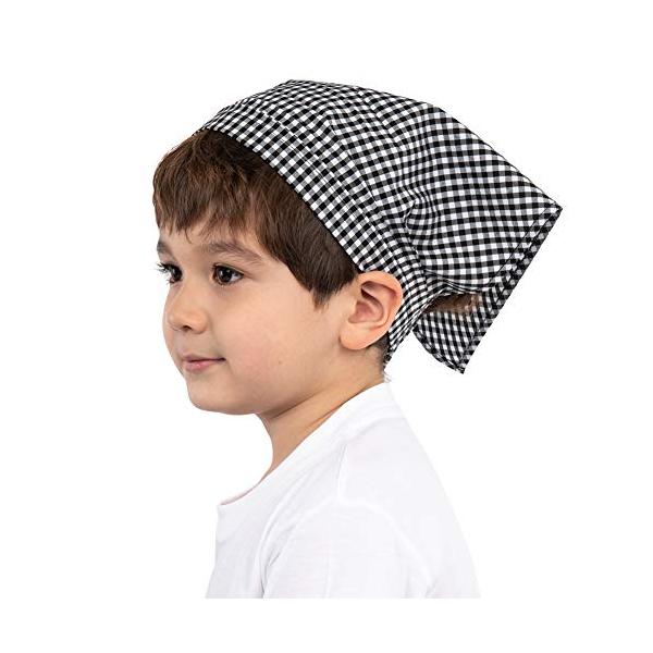 モダン黒白チェック柄/48.0-53.0 cm/-・Color:黒白チェック柄・三角巾こどものサイズ：キッズフリーサイズ(約48cm-53cm)。サイズ頭囲48〜53ＣＭ 　三角巾のサイズがマジックテープで簡単にサイズ調節出来るので、頭囲4...