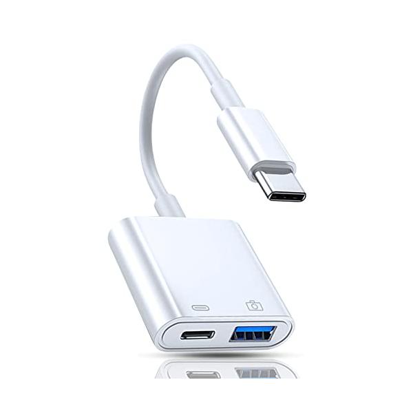 パッケージ個数:1・??デュアルポート同時充電・高速転送USB Type-CをUSB Type-C+USBポートに変換し、外付けハードディスク、USBストレージ、マウス、キーボード、ゲームコントローラー、カードリーダーなどのUSB機器をTY...