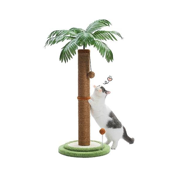 かわいいブラウン/高さ85cm/AMT0219BN・Color:ブラウン・サイズ高さ85cmありますので、猫ちゃんはのびのびしながら爪研ぎできます！・2層+広い土台土台が約40×40cmの2層構造で、安定性抜群です！麻紐マット土台は爪研ぎも...