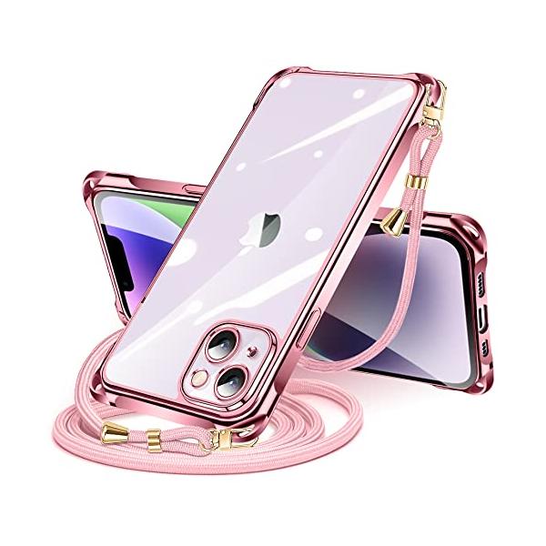 クリアローズゴールド/iPhone 14/-・Size:iPhone 14Color:ローズゴールド・対応機種本機によって精密に設計に基づいて、細かいところにもちょうどよく、穴位置も正しく、すべてのスピーカー、ポート、ボタンは使いやすいです...