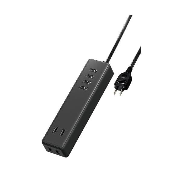 (1) 電源タップ単品ブラック/USB-A×4 &amp; 2個口/ECT-0415BK・Color:ブラックStyle:(1) 電源タップ単品・パッケージ個数:1・2つのAC差込口と4つのUSBポートを搭載したUSBタップです。・本製品一...