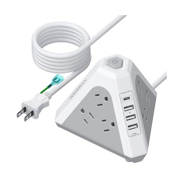 White grey/2M/?TP-VH4U9J・Size:2MColor:White grey・1個USB-Cポート+3個USB-Aポート：この電源タップは3つのUSB-Aを搭載した上に、USB-Cポートの電子部品に対応するために、1つの...