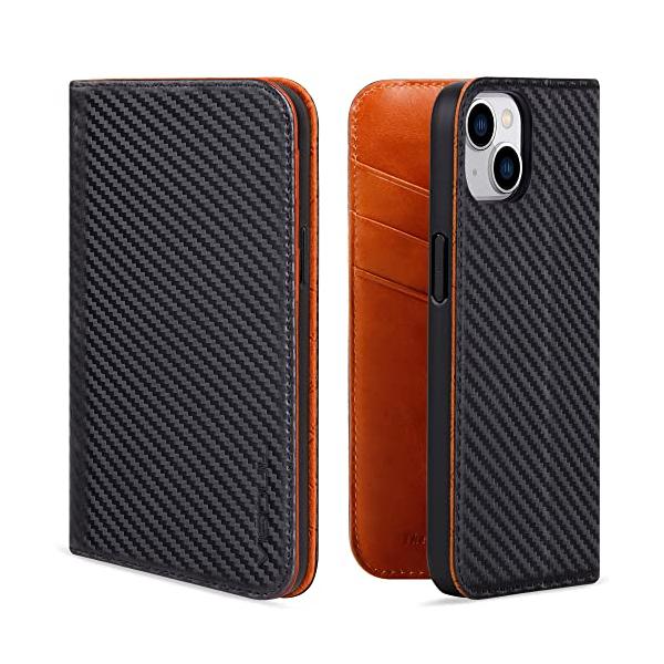 手帳型カーボンレザー．オレンジ/iPhone 14/-・Color:カーボンレザー．オレンジ・携帯ケース対応機種iPhone14 (6.1インチ、2022年発売)★対応機種と画面サイズをよくご確認のうえ、ご購入いただけますようお願い致します...