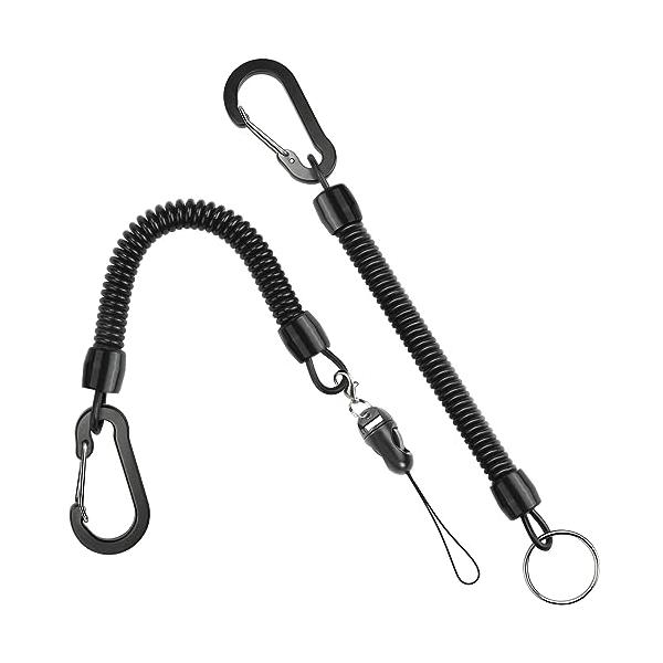 ブラック/大/-・Color:ブラック・★最大耐荷重:約5kg 長さ:最長約110cm・★コイルストラップはTPU材質を採用し、断線や劣化に強く、長く使えます。バネの力がやや強いため、回復スピートははやく、何度も引いても問題ありません。カラ...