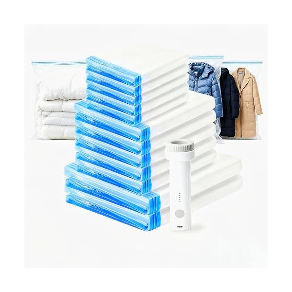 12枚セット/9リットル/WZ-YSD-508・Color:12枚セット・(1)掃除機不要！最大4000Paの強力吸引で瞬間圧縮 Yurionの電動ポンプは、最大4000Paのパワフルな吸引力を実現。掃除機なしでも布団や衣類を瞬時にしっかり...