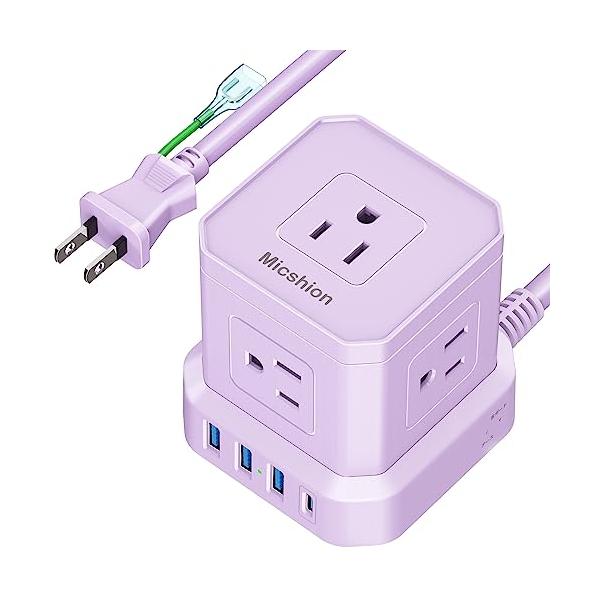 Purple/-/TP-VC4U6J・Color:Purple・キューブ型電源タップこのタコ足コンセントは、立体集成構造を採用し、コンパクトで省スペースです。キューブ型形状により、電源タップに接続した際も隣のコンセントへの干渉を抑えます。卓...