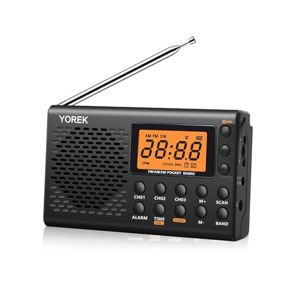 黒い/-/YK-M03 GREY・Color:黒い・高感度受信＆大文字表示：高性能DSPデジタルチューナー搭載のFM/AM/SW3バンド小型ポータブルラジオです。360度回転FM/AMロッドアンテナとAMアンテナを搭載しております、抜群な受...