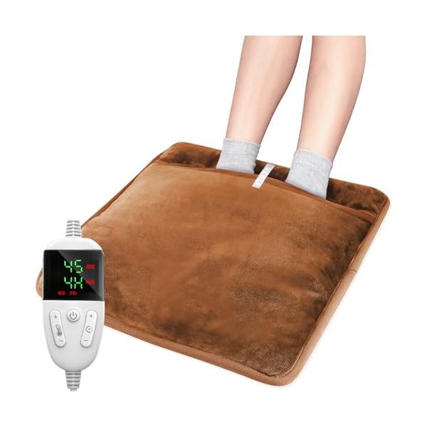 無段階温度調節・茶色/42cm*42cm/-・Color:無段階温度調節・茶色・????2025年新モデル！10秒速暖・温度・タイマー調節BILIWALの足温器をは過熱保護機能付きの新型炭素繊維発熱芯を採用しており、40℃~70℃無段階温度...