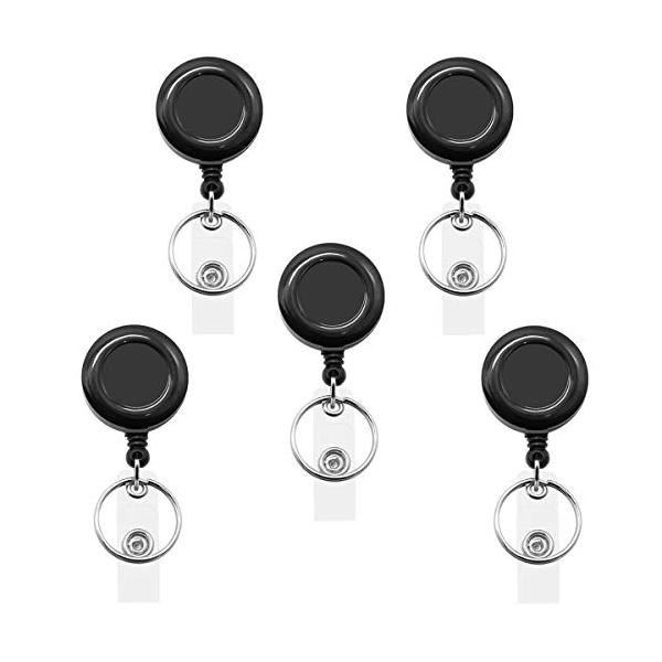ブラック/ブラック5個/-・Size:ブラック5個・パッケージ個数:1・カラー:ブラック 数量:5個セット メイン素材:ABS樹脂、環境に優しい；・社員証、IDカード、キーなどを安全に保管いただけるリールクリップセット；・メタル製のクリップ...