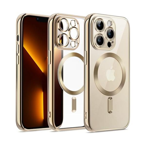 ゴールド/-/3916J・Color:ゴールド・[互換性 ナブルで魅力的] iPhone 13 Pro 6.1インチ専用。プレミアム TPU 素材と電気メッキ フレームで構築されたこのシースルー ケースは、携帯電話をスリムでスタイリッシュに...