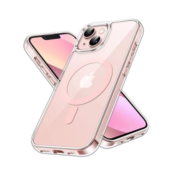 クリア/ピンク/-/3692P・Color:クリア/ピンク・[互換性] iPhone 13 (6.1インチ)用に特別に設計されています。38個のマグネットを内蔵し、すべてのMagSafeアクセサリーに対応できるクリアケースです・[強力な磁気...
