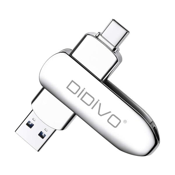 シルバー/128GB/256GB 3.0・2 in 1デュアルフラッシュドライブUSB 3.1とType-Cインターフェースを備えたUSB Cフラッシュドライブ512GB、Android携帯用のコンピューター&amp;フォトスティック用フォ...