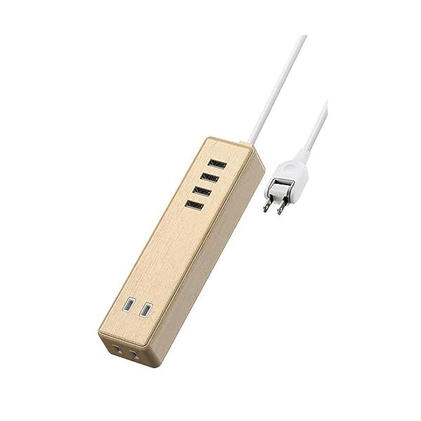 (1) 電源タップ単品オーク/USB-A×4 &amp; 2個口/ECT-0415O・Color:オークStyle:(1) 電源タップ単品・パッケージ個数:1・2つのAC差込口と4つのUSBポートを搭載したUSBタップです。・本製品一つで別...