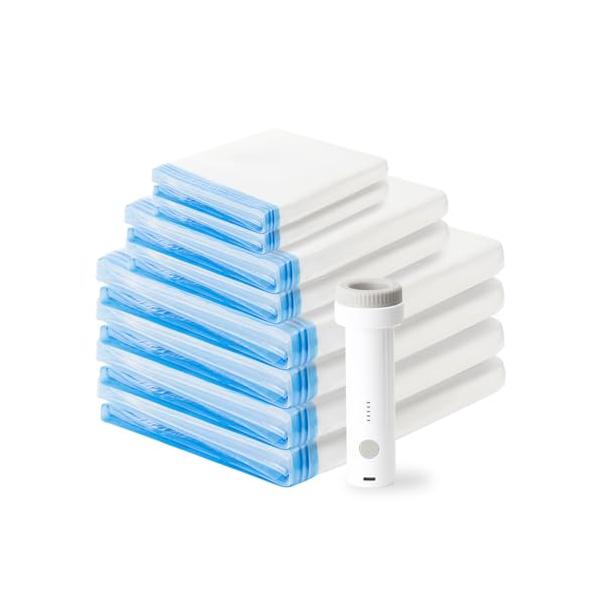 8枚セット/80×100cm 50×70cm 40×60cm/YRJP-YSD508-8・Color:8枚セット・?強力4000Pa吸引力で一気に圧縮！ 掃除機不要！Yurionの電動ポンプは最大4000Paの強力な吸引力で、布団や衣類を素...