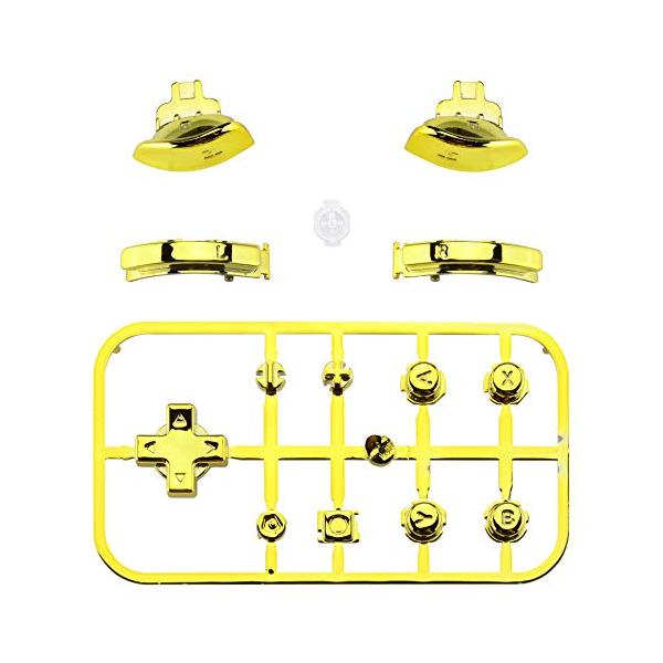 クロームゴールド/-/-・Color:クロームゴールド・パッケージ個数:1・カスタムデザインされたフルセットボタンはSwitch Liteにぴったりと対応します。フルセットボタンだけです。コンソール、ケース、サムスティックと他のパーツが含ま...