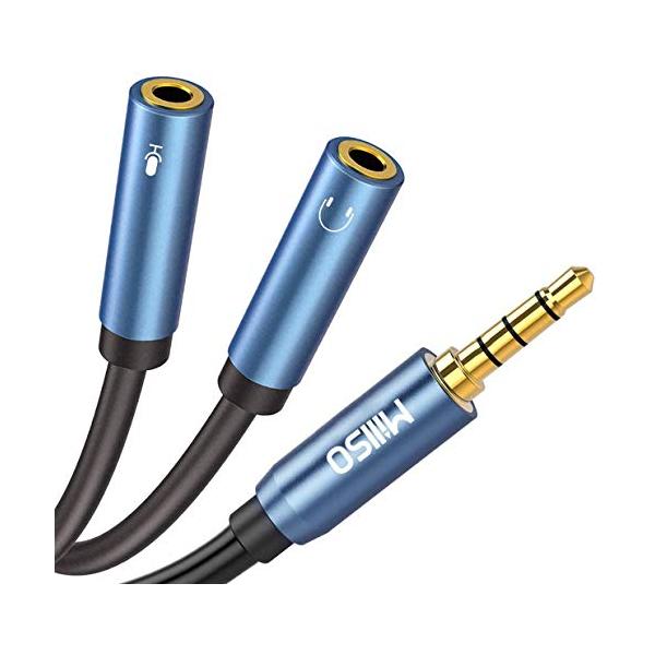 1MT2FFL-30cm (ブルー)/-/1MT2FFL・Color:1MT2FFL-30cm (ブルー)・パッケージ個数:1・4極 3極変換ケーブル：3.5mmステレオミニプラグ×2のパソコン用ヘッドセットを3.5mm4極のスマートフォン...