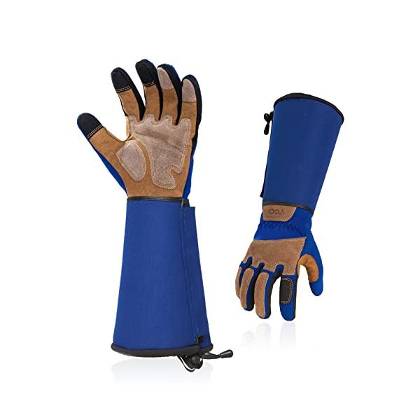 短い園芸手袋SL7496-ブルー/M (1 双入)/-・Size:M (1 双入)Color:SL7496-ブルー・パッケージ個数:1・用途合成革のガーデングローブ：園芸作業、造園、牧場、庭仕事、庭いじり、除草、草刈り、草刈り機、芝刈り機、...