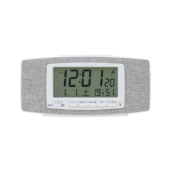 横型08.グレー/幅190mm/085337・Color:08.グレーSize:幅190mm・パッケージ個数:1・部屋の雰囲気を壊さない。ファブリックを用いた温かみのある置き時計・機能・仕様：電波受信機能(自動受信、手動受信)、手動時刻設定...