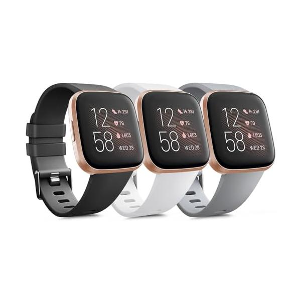 黒+白+グレー/L/-・Color:黒+白+グレーSize:L・対応機種：Fitbit Versa 2 / Fitbit Versa / Fitbit Versa Lite / Fitbit Versa SE スマートウオッチ。（注：Fit...