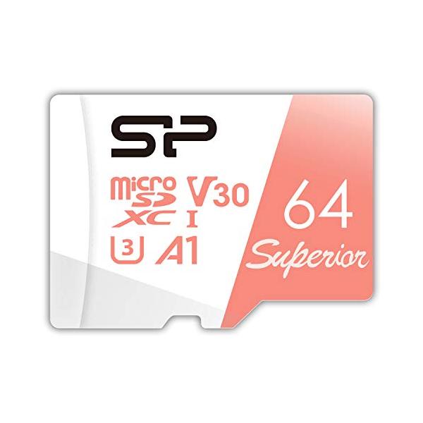 UHS-1 4K対応ホワイト|ピンク/64GB/SP064GBSTXDV3V20SP・Size:64GBStyle:UHS-1 4K対応・パッケージ個数:1・microSDXC 3D Nand採用 64GB・Class10 / UHS1 U...