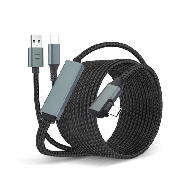 Linkケーブル 充電機能あり-/5メートル/-・TypeC to A+C 2in1 遊びながら充電このLinkケーブルのアップグレードされた2in1設計により、usbタイプC充電ポートを付属の18W電源アダプターに接続して充電すれば、Qu...