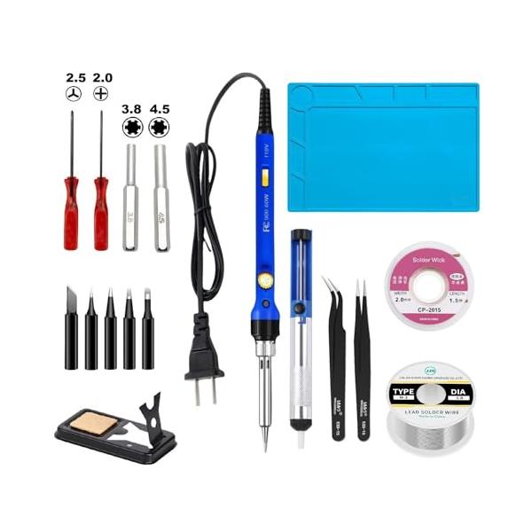 18点セット-/-/MR0007・18-in-1セットで全て解決18点セット内容：はんだごて本体*1、特殊ネジ対応ドライバー*4(任天堂製品用)、耐熱作業マット*1、高純度はんだ*1、はんだごて台*1、はんだ吸取器*1、はんだ吸取線*1、無...