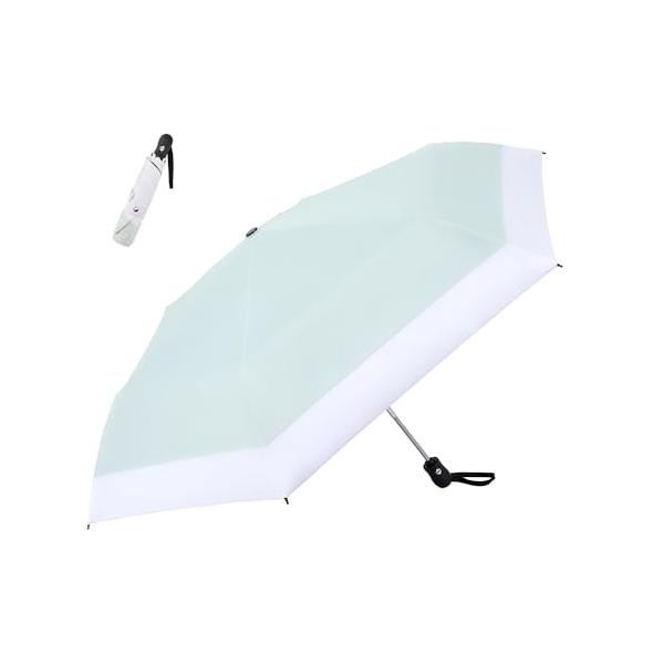 ライトグリーン×ホワイト/小型/-・Color:ライトグリーン×ホワイト・軽量*携帯便利 折りたたみ日傘、バッグに簡単に入れることができます。折りたたんだ厚さはわずか4cm、長さは25.5cm、重さは約199gです。全天候対応でき、雨の日も...