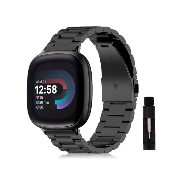Luxuryブラック/-/-・Color:ブラック・[対応機種] ステンレスバンドはスマートウォッチ Fitbit Versa 4/Versa 3/Fitbit Sense 2/Senseに対応します。ご注意：スマートウォッチ本体含まれてお...
