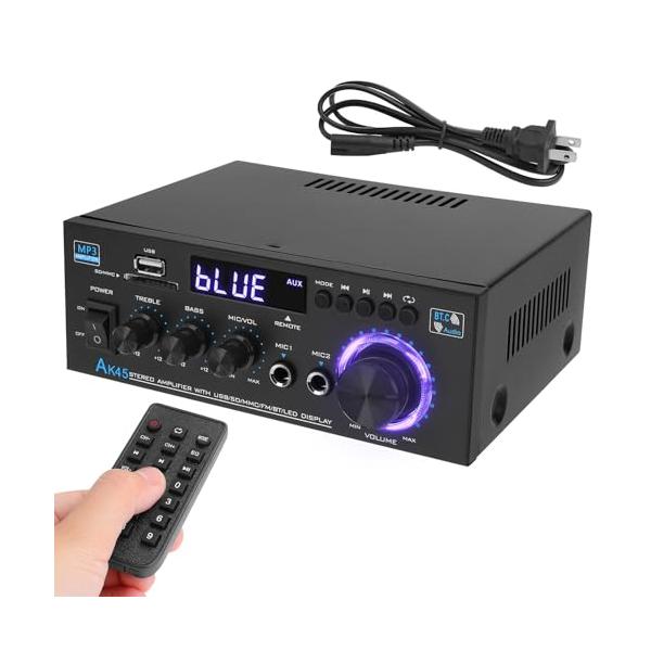 AK45/-/-・Color:AK45・優れた音質: 当社の HIFI Bluetooth アンプで、忠実度の高いオーディオをお楽しみください。深みのある低音と鮮明な高音で非常にクリアなサウンドを実現するように設計されたこのオーディオアンプ...