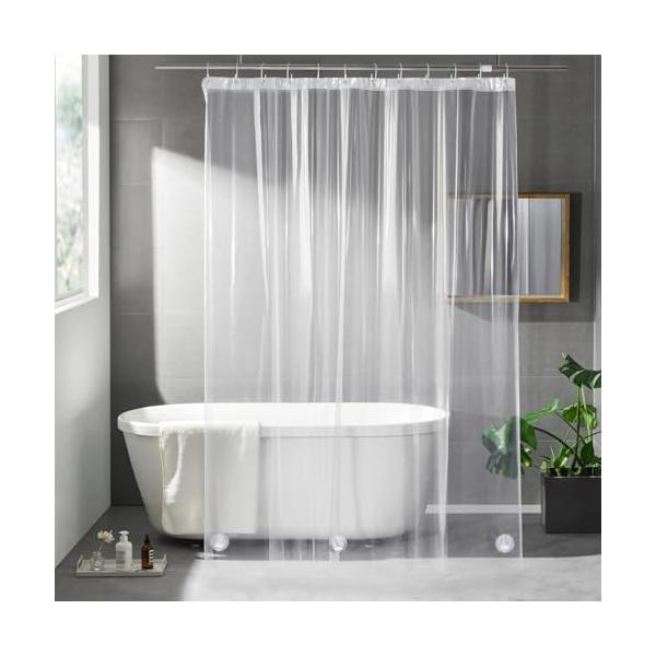 透明/丈183 cm x 幅183 cm (1枚組)/OTRK_SHOWER_CURTAIN_DISCOUNT・Size:丈183 cm x 幅183 cm (1枚組)・標準サイズであらゆるバスルームに対応浴室カーテンのサイズは183×18...