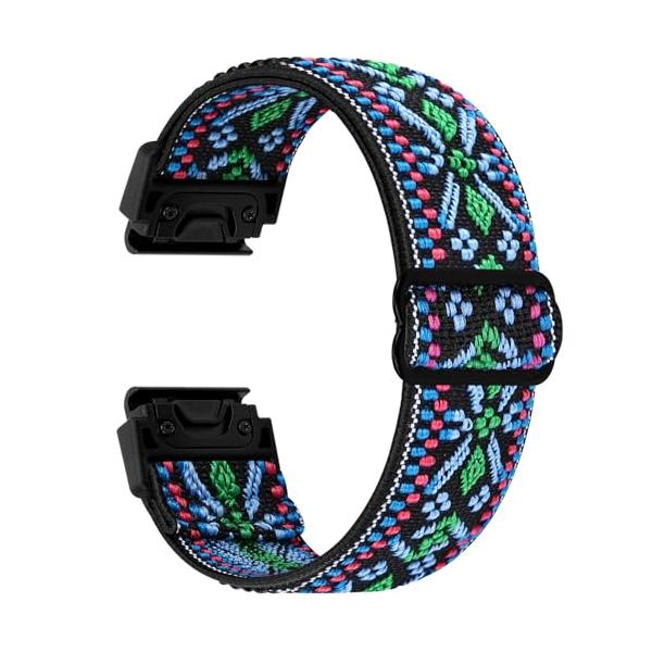 トロピカルアーミーグリーン/-/GMF7-BoBlue-elastic05・Color:アーミーグリーン・22mm 対応機種Garmin Fenix 8 47MM/Garmin Fenix 7 Pro Solar / Garmin Appr...