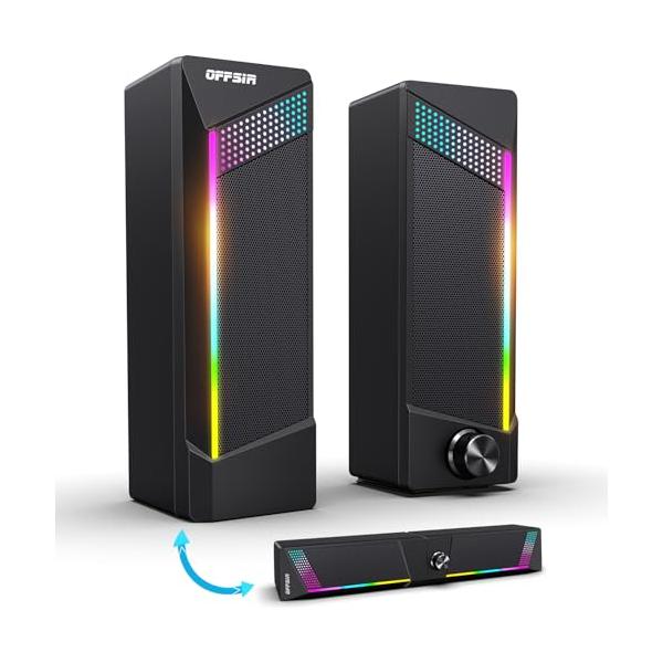 RGBブラック/-/CO713・Style:RGB・パッケージ個数:1・パワフルでクリアなサウンド PCスピーカーはφ50mm*2丸型フルレンジスピーカーユニットを採用し、最大5W×2デュアルドライバー出力、クローズドキャビティデザインで、...