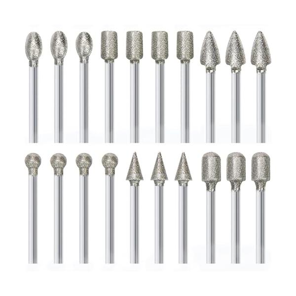 -/-/L1・パッケージ個数:20・商品仕様セット内容：20種類入り、素材：ダイヤモンド、シャンクの直径：3.0ｍｍ。ミニルーターやリュータードリルなどの回転ツールにご使用いただけます。※サイズや対応かどうかについて、必ずご確認の上ご購入く...