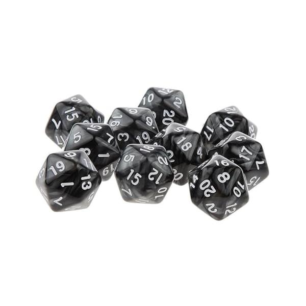 ブラック/16mm/-・Color:ブラック・10個 ダイス D20 サイコロ 20面ダイス 多面体ダイス・耐久性と耐久性のあるアクリル材質で作られています。・ダンジョンズアンドドラゴンズDND TRPG MTGダイステーブルゲーム、サイコ...