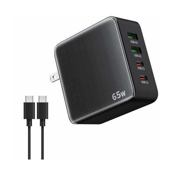 ブラック/-/TC242-2U2C・Color:ブラック・USB-C PD 65W高出力・４台同時充電今回のUSB-C急速充電器は2つUSBタイプCポートと2つUSB-A QC3.0ポートを搭載しており、４台デバイスを同時急速充電を実現しま...