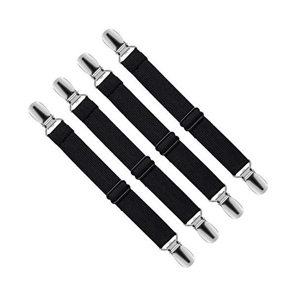 ブラック/ストレートタイプ 黒 4本/-・Size:ストレートタイプ 黒 4本・便利性アイロン台カバー、ベッドシーツ、ソファークッション、敷き布団にしっかりと保持でき、さまざまな機能を備えています。このクリップがあれば、もうシワを心配するこ...